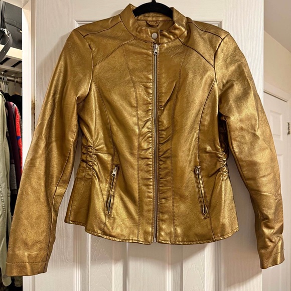 Baccini | Jackets & Coats | Baccini Gold Leather Jacket | Poshmark